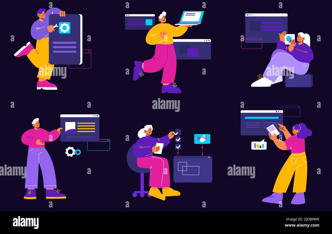 Team Of Web Developers Coding Stock Vector Images Alamy