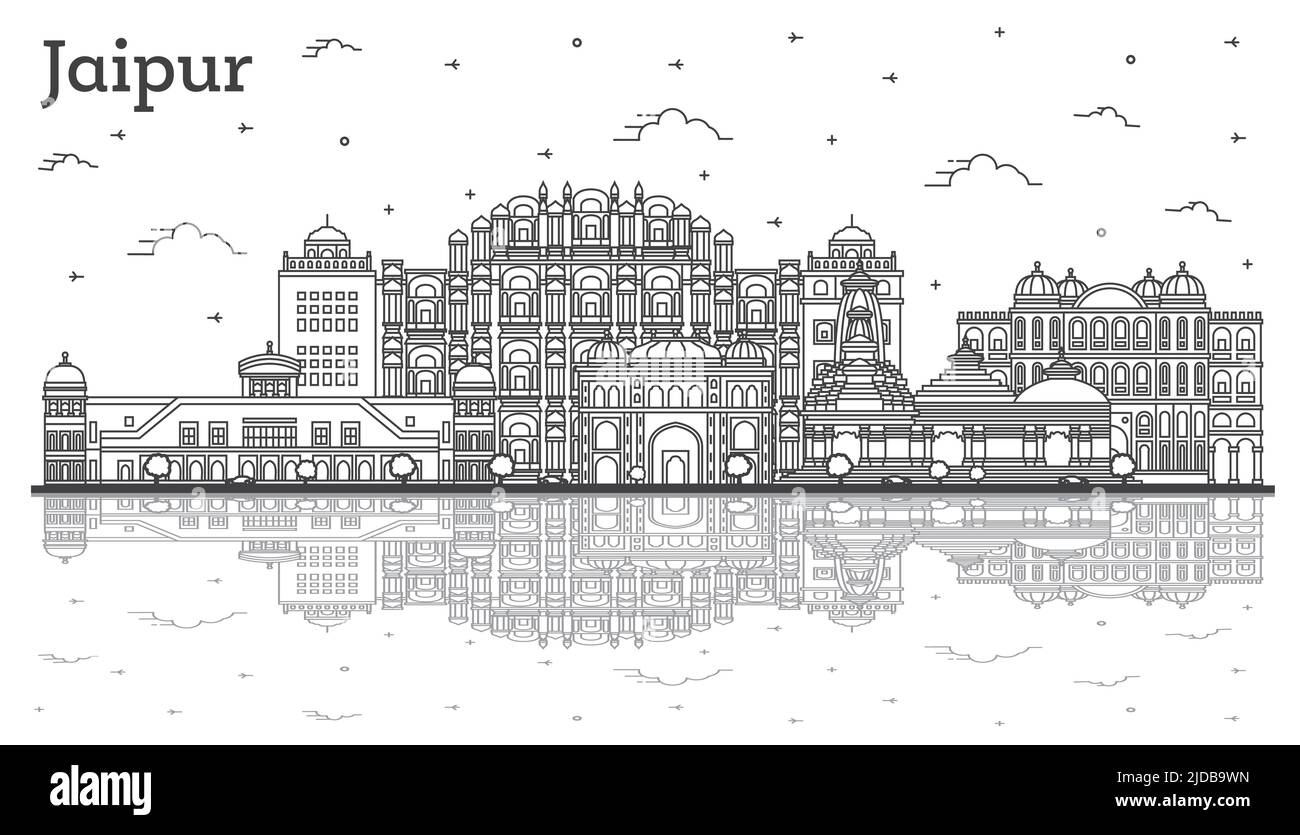 Outline Jaipur India City Skyline with Historic Buildings and ...