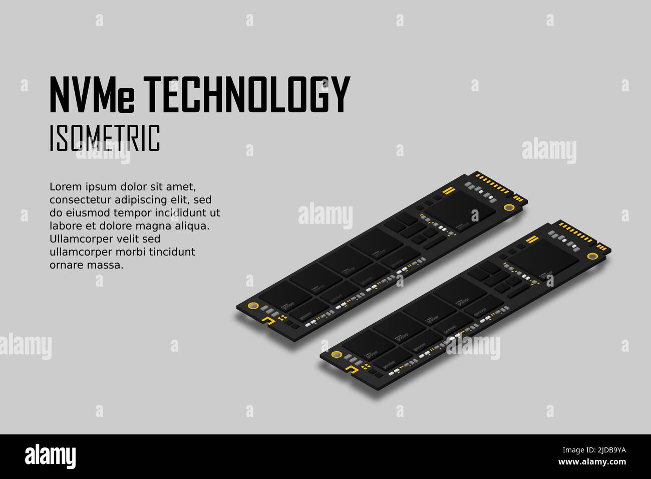 NVME Express M.2 memory realistic 3d isometric illustration, random access memory, personal ...
