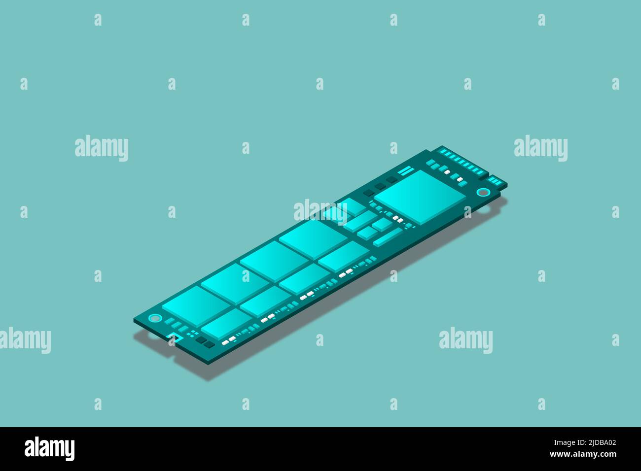 NVME Express M.2 memory realistic 3d isometric illustration, random ...