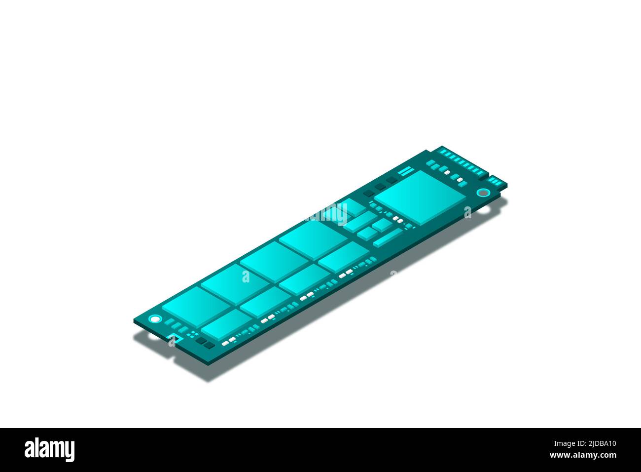 NVME Express M.2 memory realistic 3d isometric illustration, random access memory, personal ...