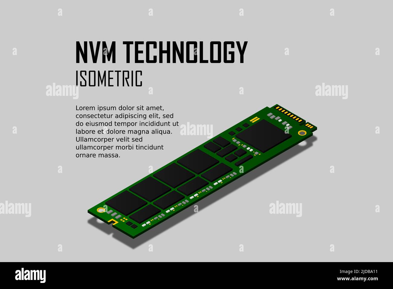 NVME Express M.2 memory realistic 3d isometric illustration, random access memory, personal ...