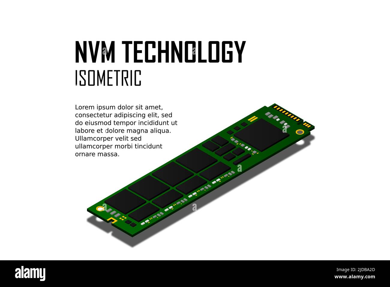 NVME Express M.2 memory realistic 3d isometric illustration, random access memory, personal ...