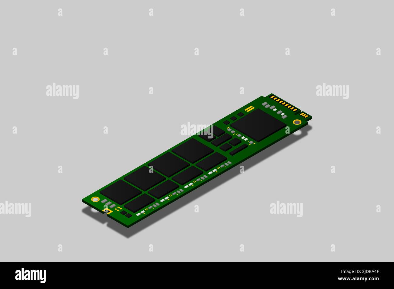NVME Express M.2 memory realistic 3d isometric illustration, random access memory, personal ...