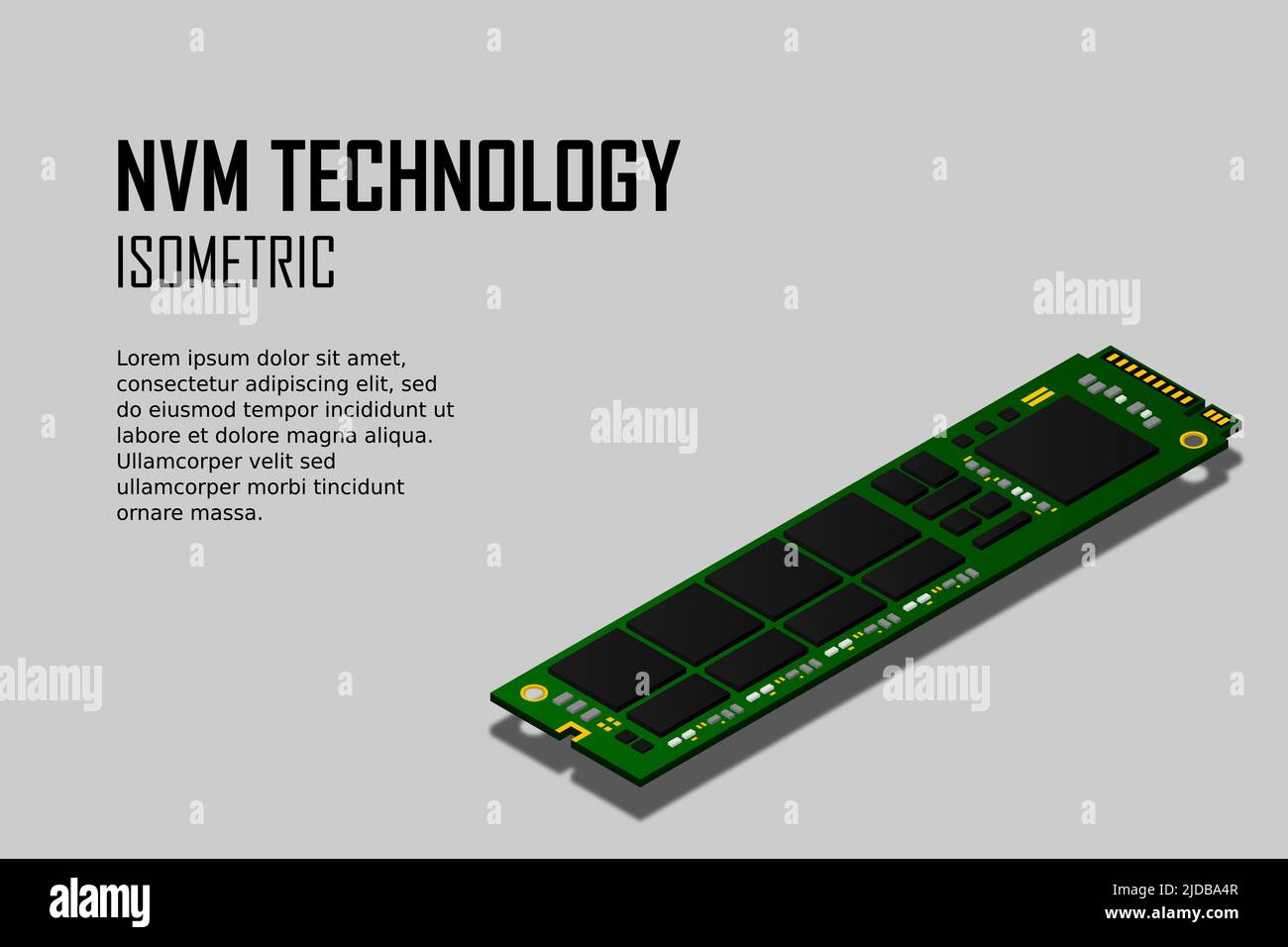 NVME Express M.2 memory realistic 3d isometric illustration, random ...