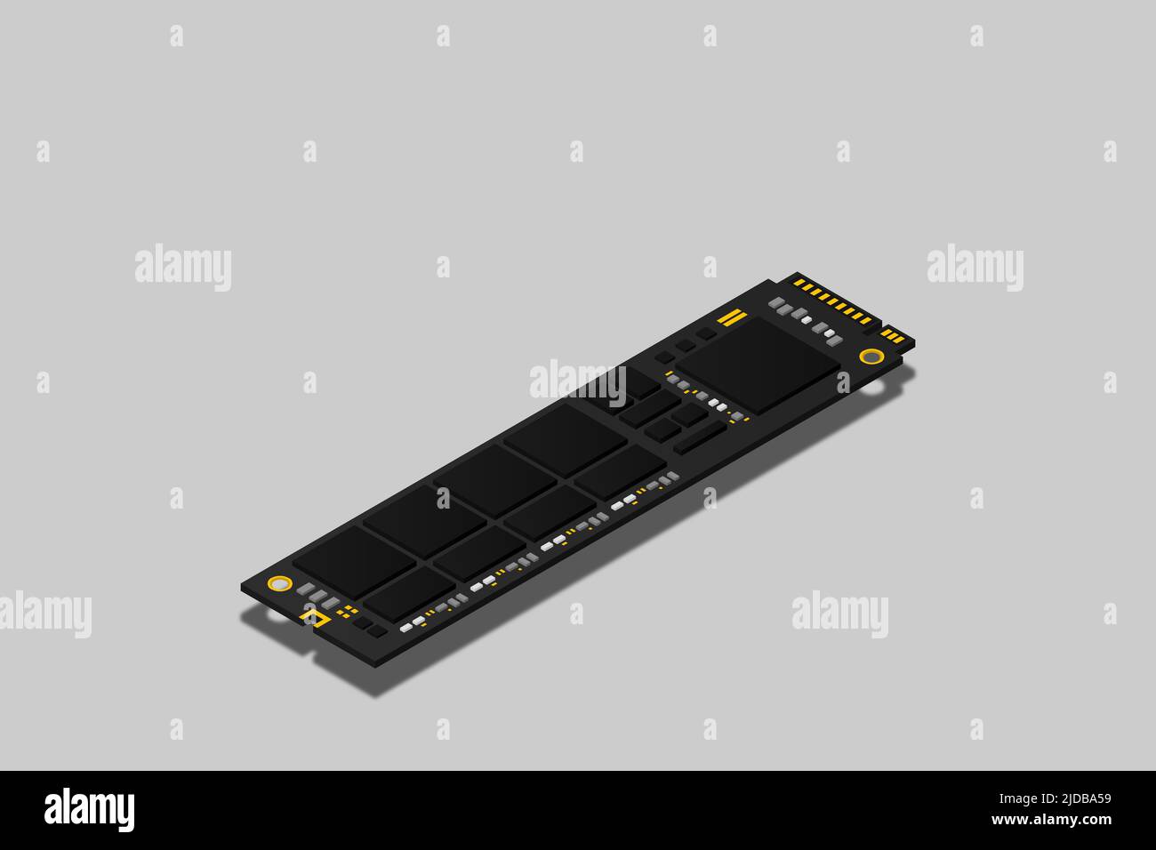 NVME Express M.2 memory realistic 3d isometric illustration, random ...