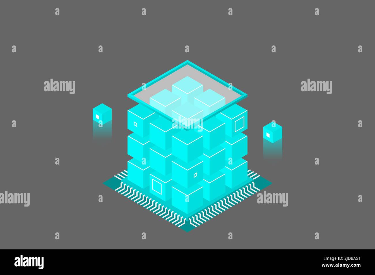 Isometric Digital Technology Web Banner. BIG DATA Machine Learning ...