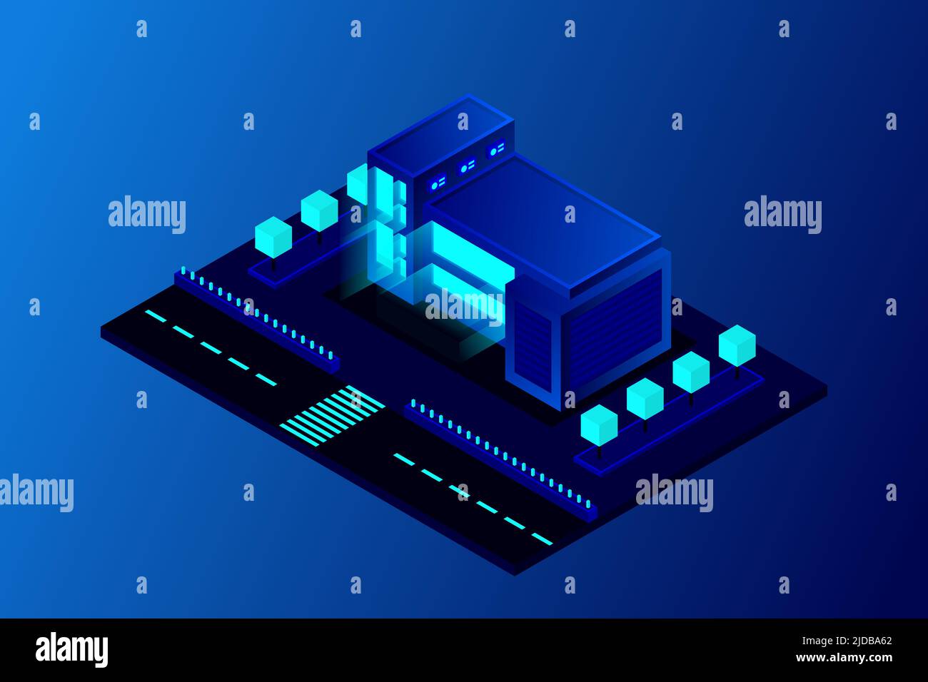 Smart city or intelligent building isometric vector concept. Modern ...