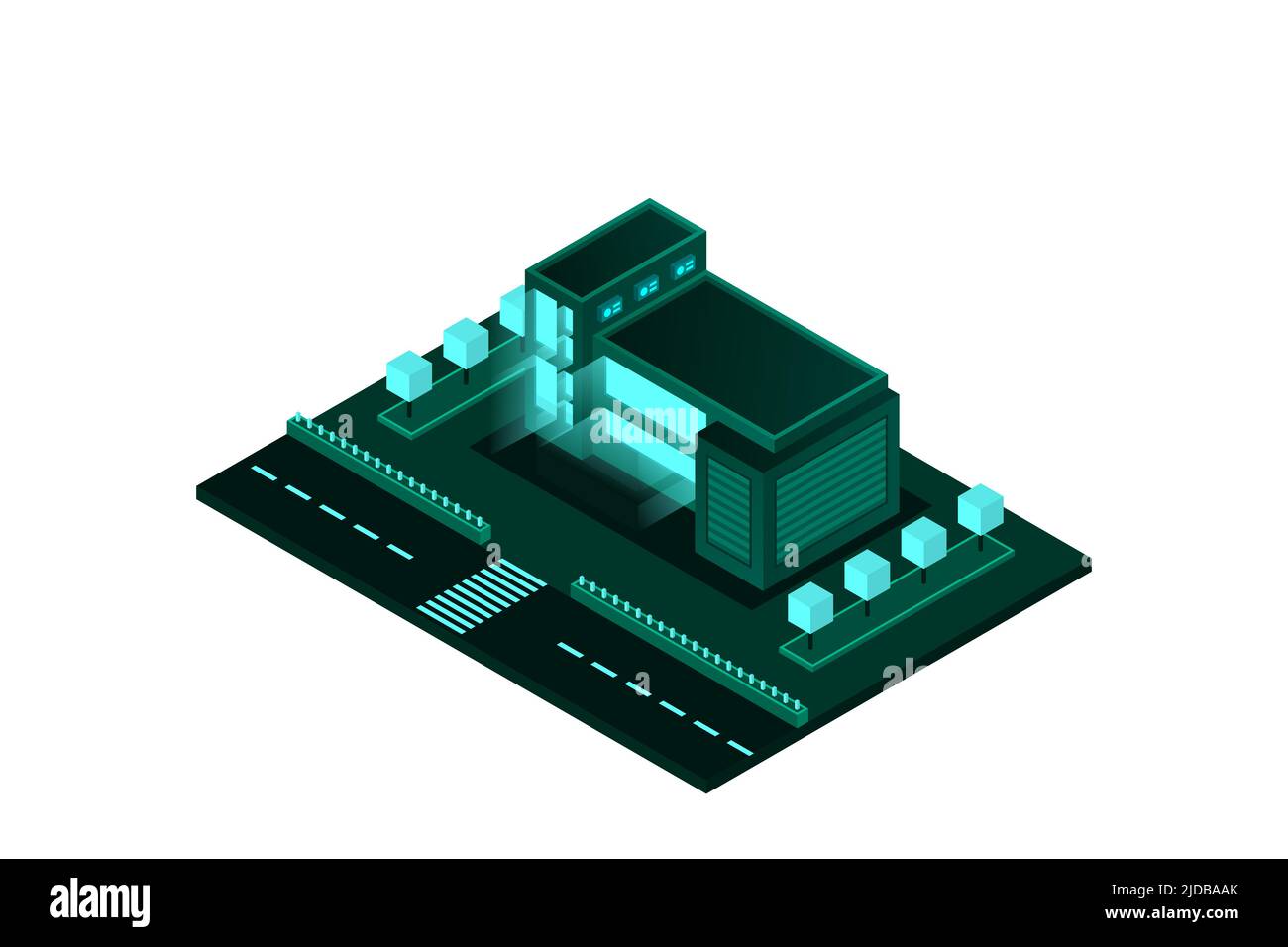 Smart city or intelligent building isometric vector concept. Modern ...
