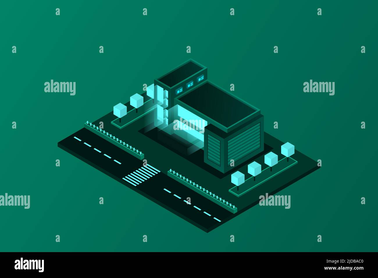 Smart city or intelligent building isometric vector concept. Modern ...