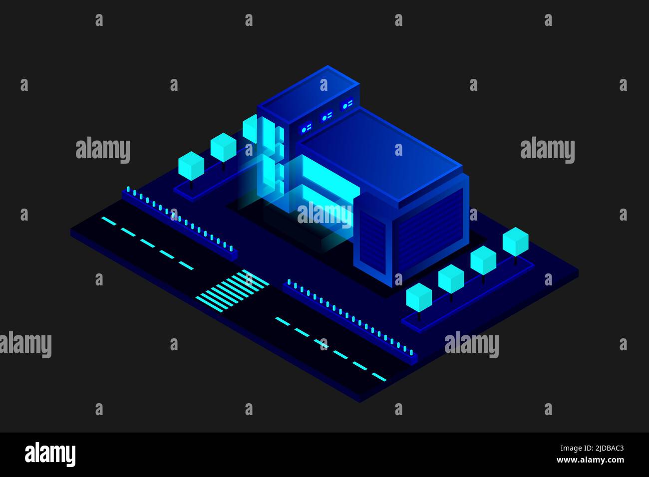 Smart city or intelligent building isometric vector concept. Modern ...
