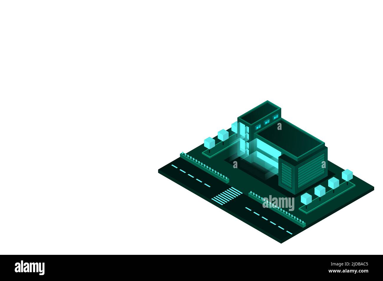 Smart city or intelligent building isometric vector concept. Modern ...