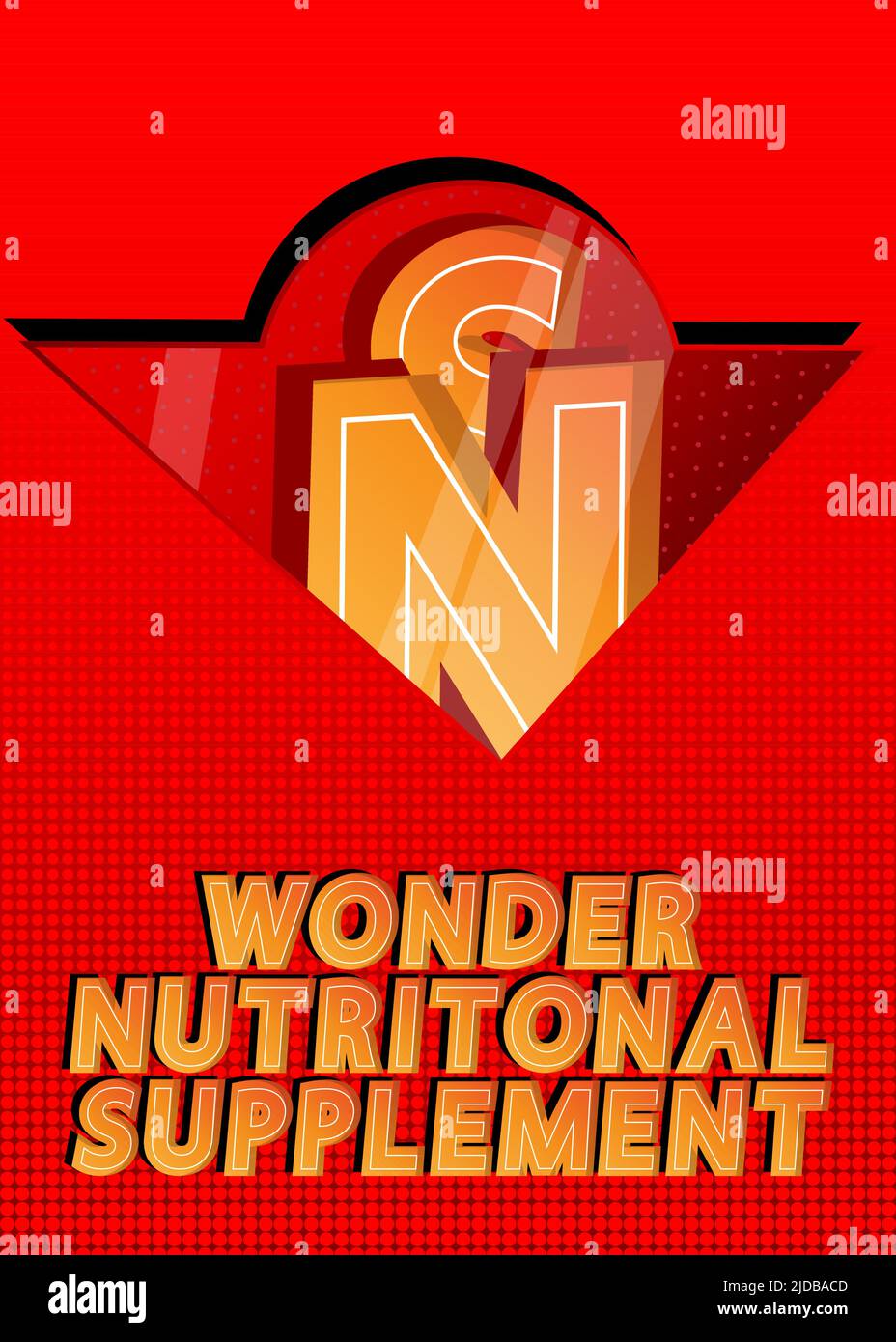 Superhero coat of arms showing Wonder Nutritional Supplement icon ...