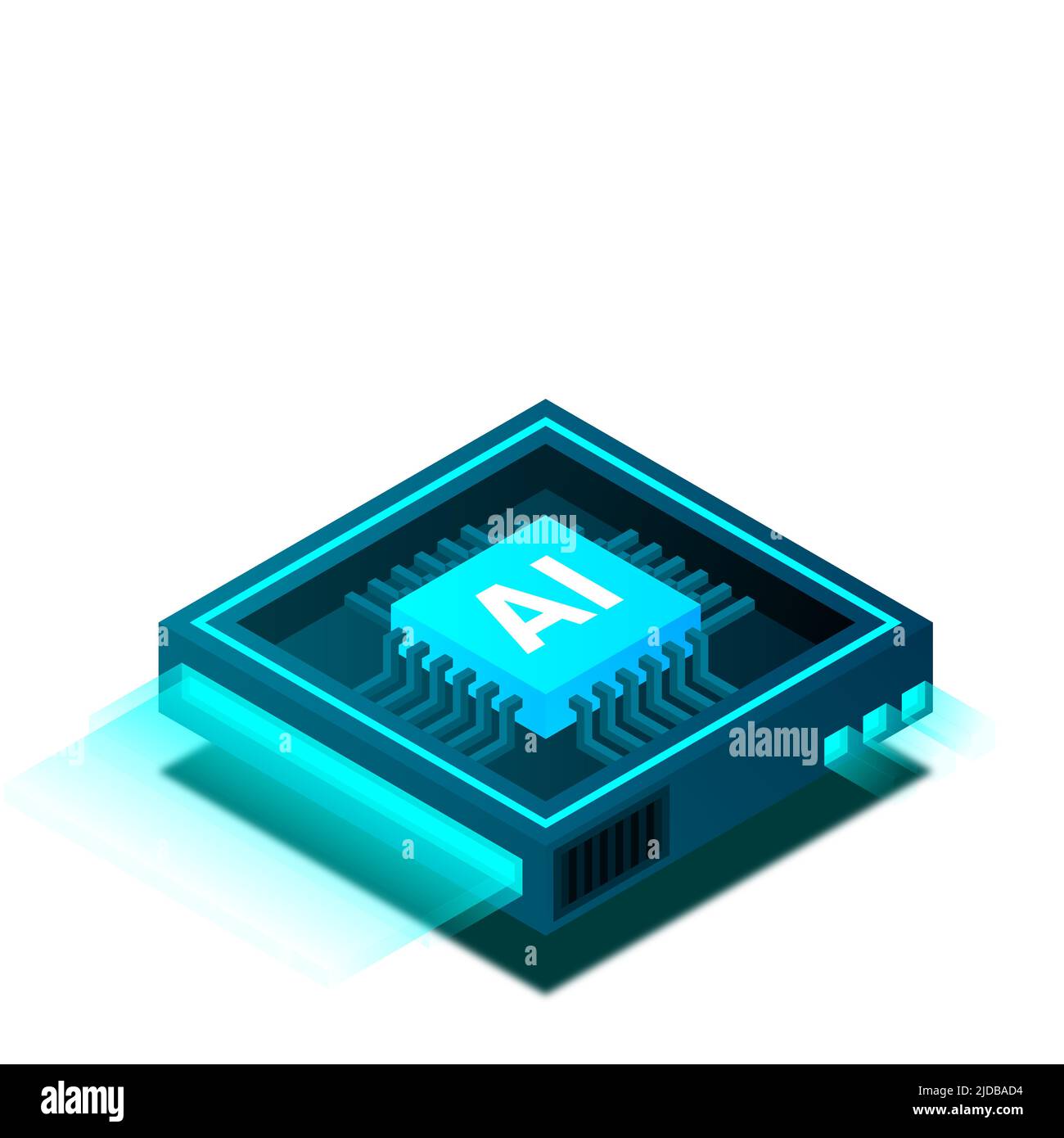 Artificial intelligence, AI web banner, isometric cloud computing concept, data mining ...