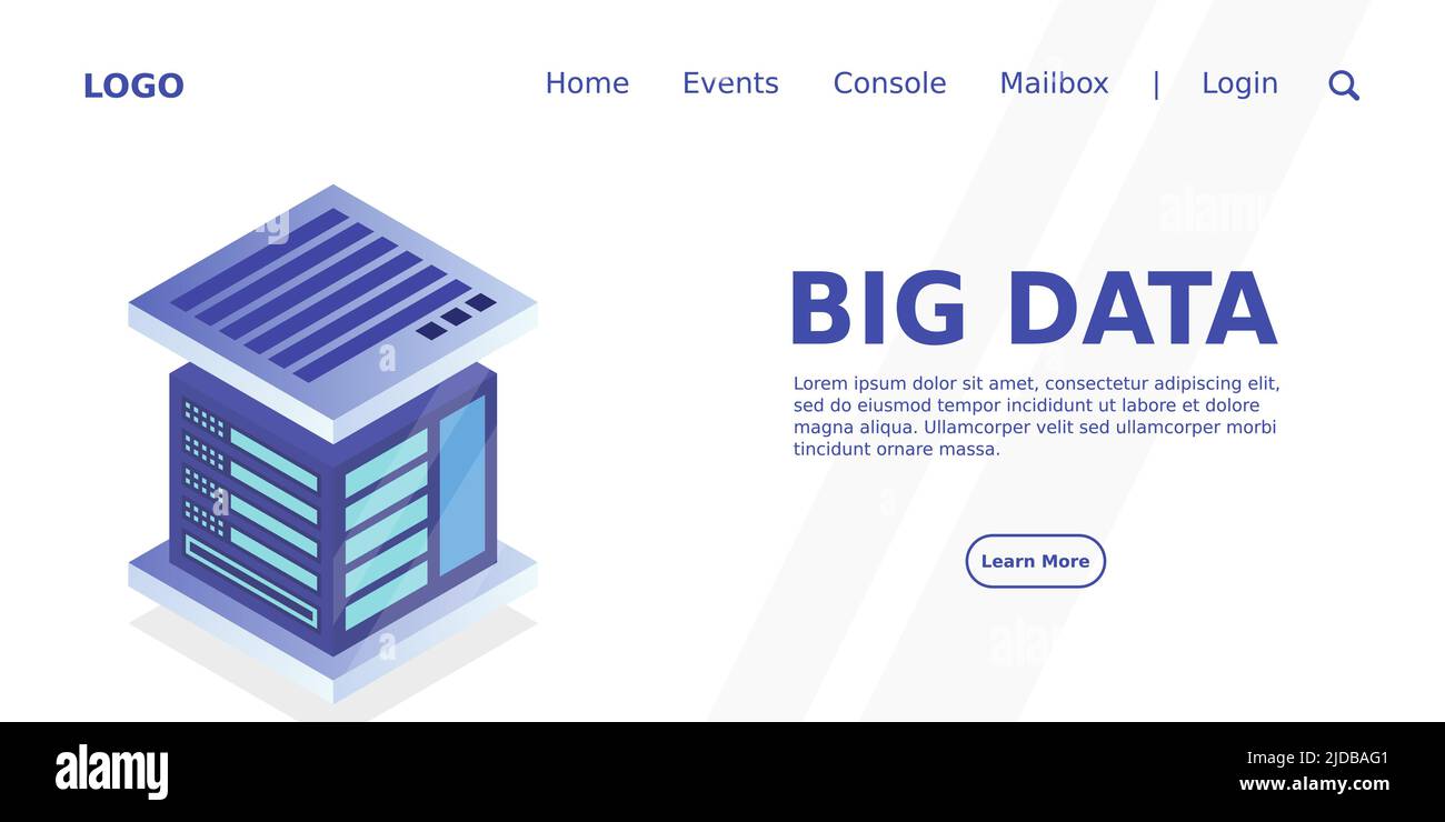 Isometric Digital Technology Web Banner. BIG DATA Machine Learning Algorithms. Analysis and ...