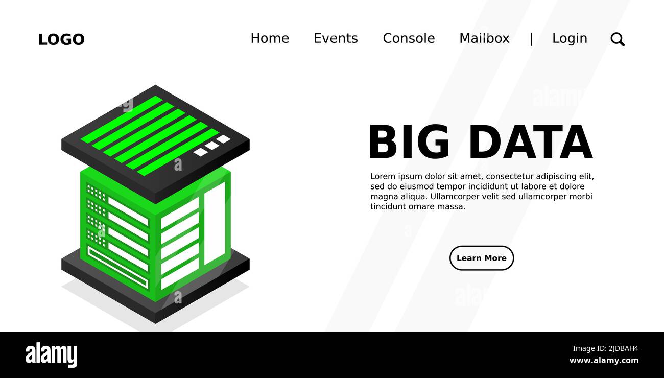Isometric Digital Technology Web Banner. BIG DATA Machine Learning Algorithms. Analysis and ...