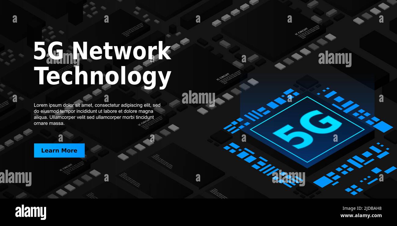5g Network Processor Illustration Mobile Wireless Internet Of Next Generation Isometric