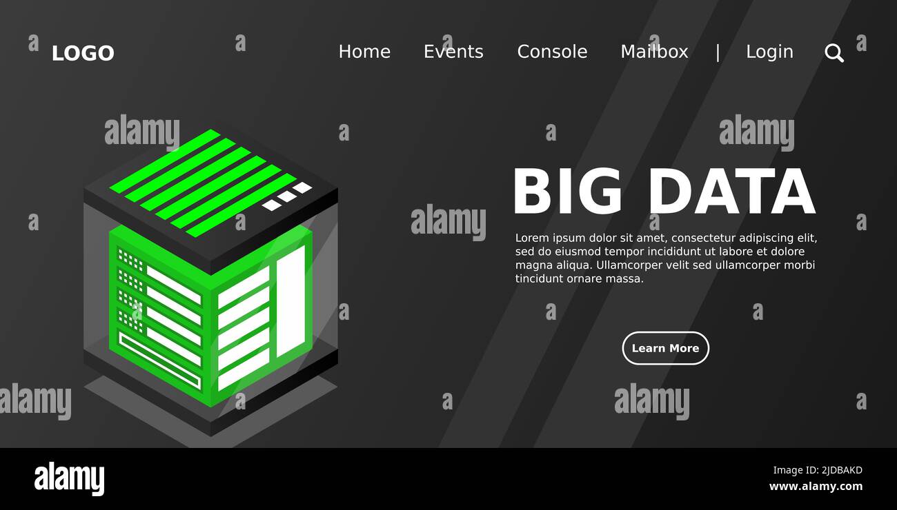 Isometric Digital Technology Web Banner. BIG DATA Machine Learning Algorithms. Analysis and ...