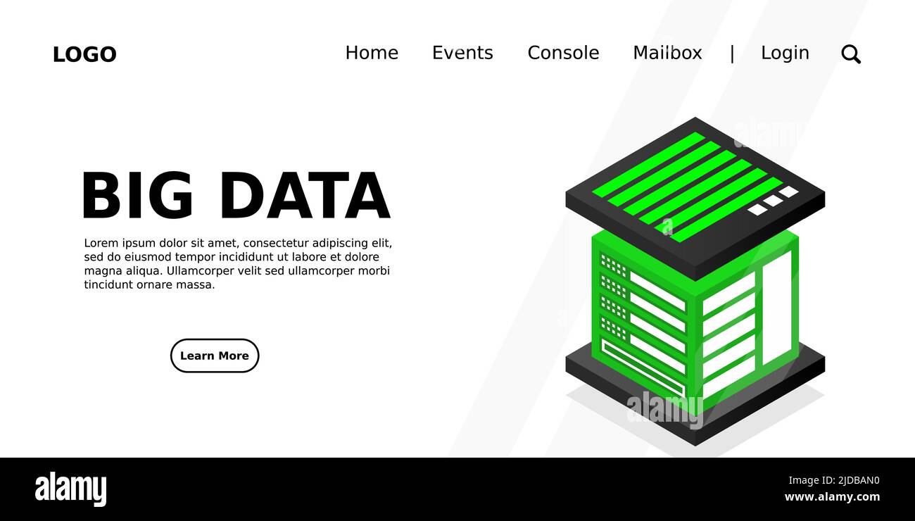 Isometric Digital Technology Web Banner. BIG DATA Machine Learning ...