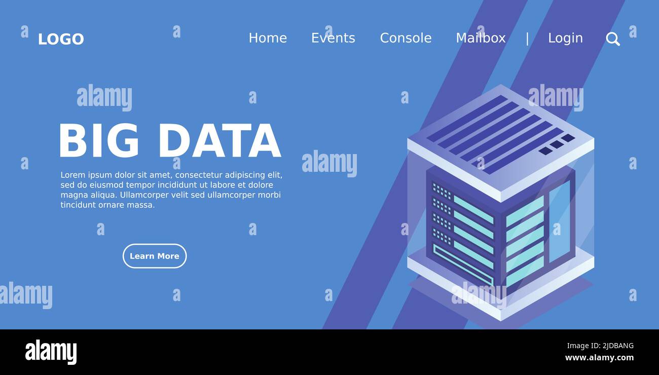Isometric Digital Technology Web Banner. BIG DATA Machine Learning ...