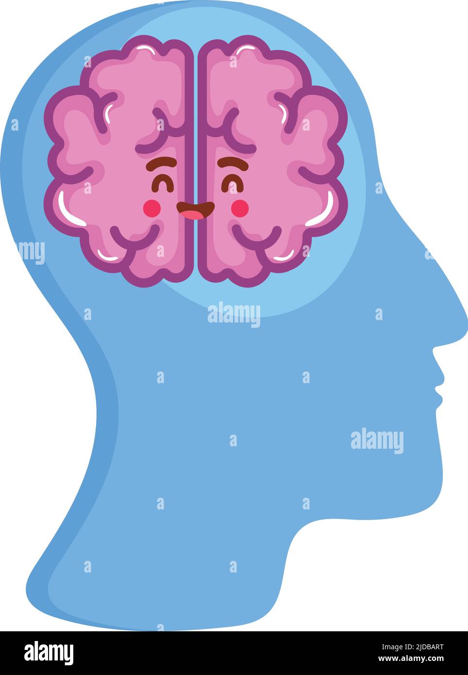 happy brain kawaii in profile Stock Vector Image & Art - Alamy