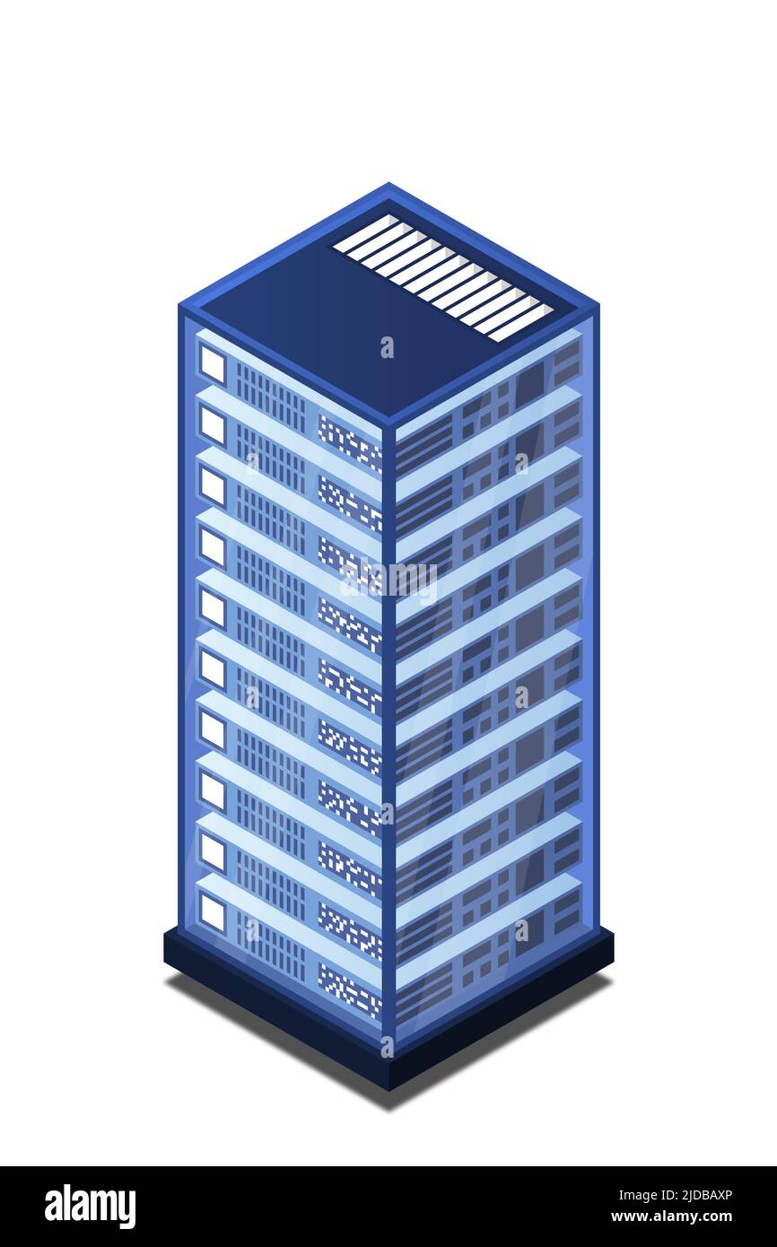 Mainframe, powered server, high technology concept, data center, cloud data storage isometric ...
