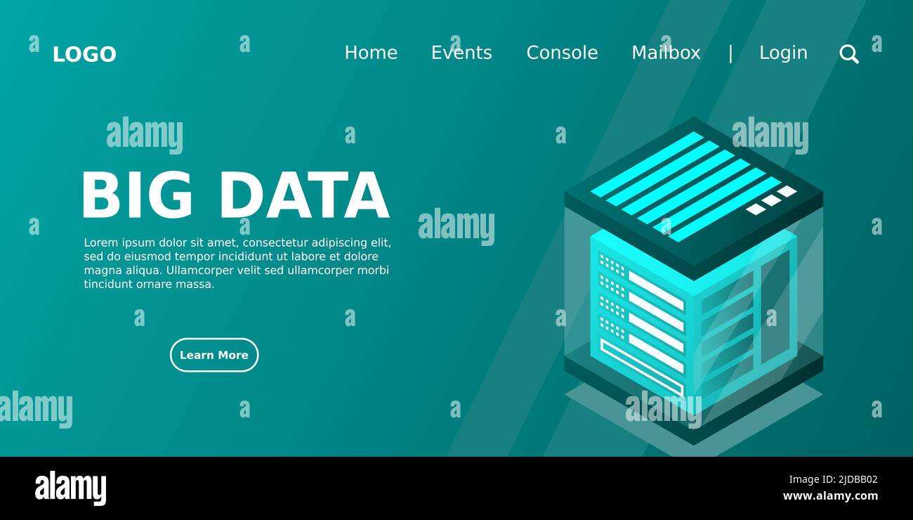 Isometric Digital Technology Web Banner. BIG DATA Machine Learning ...