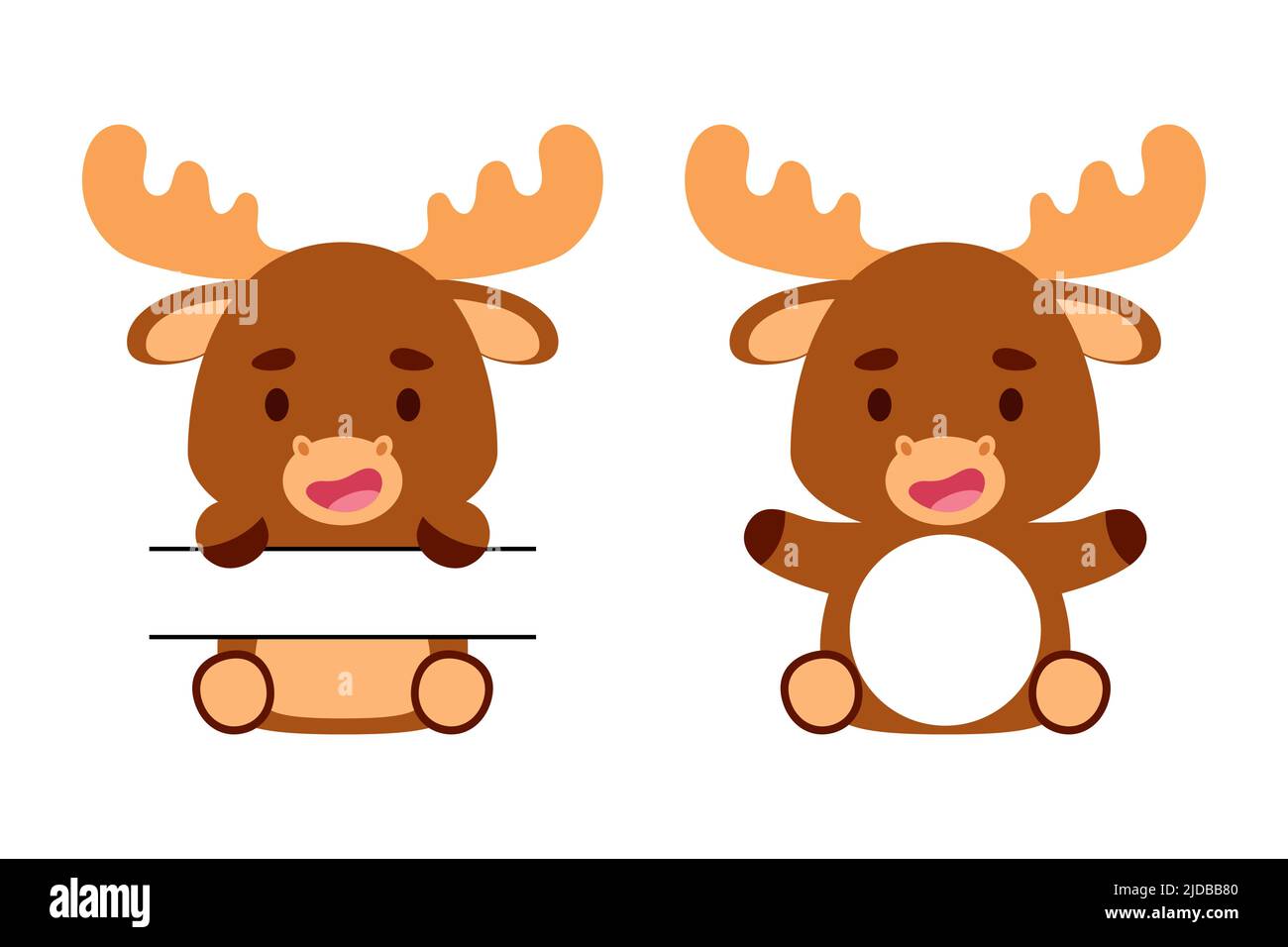 Cute little moose split monogram. Funny cartoon character for kids t ...