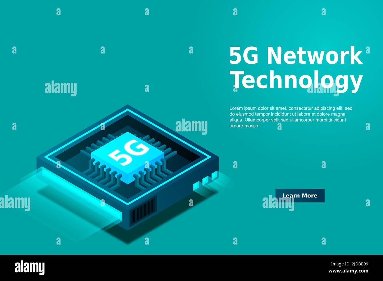 5G network processor illustration. Mobile wireless internet of next ...