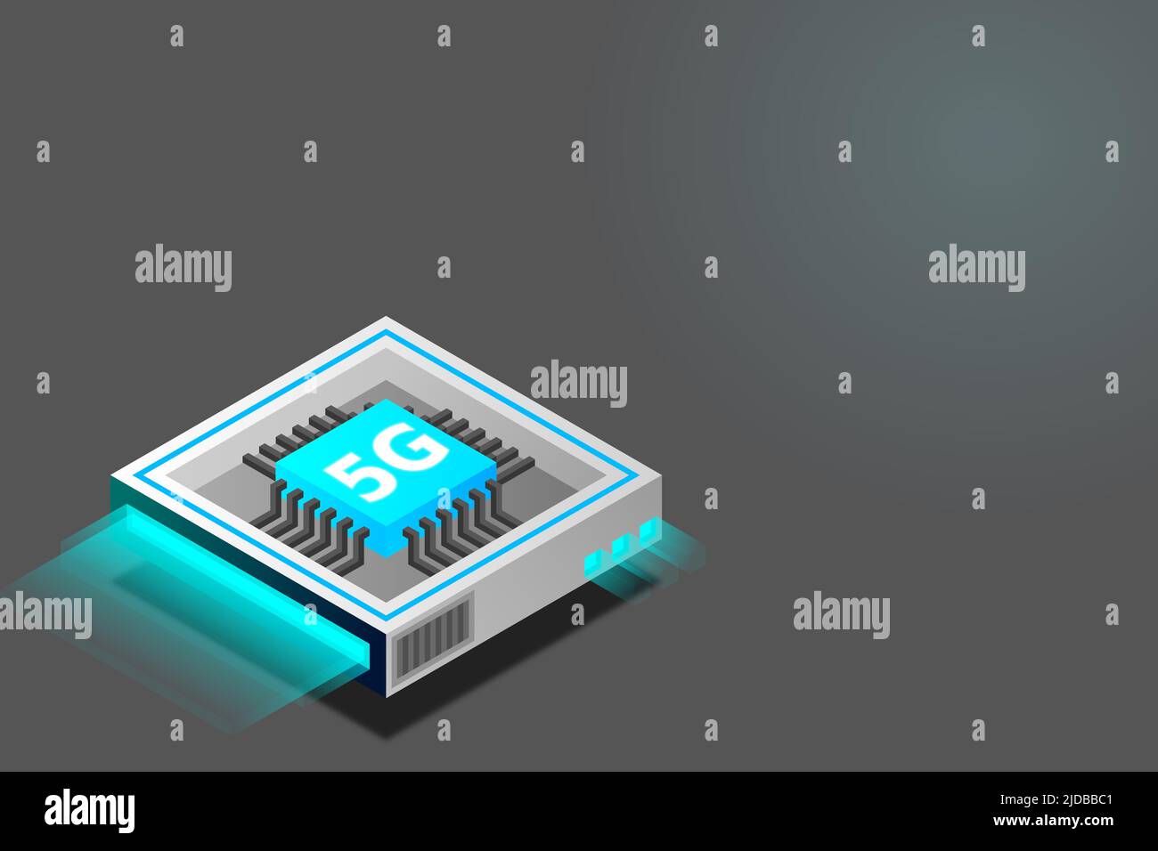 5G network processor illustration. Mobile wireless internet of next ...