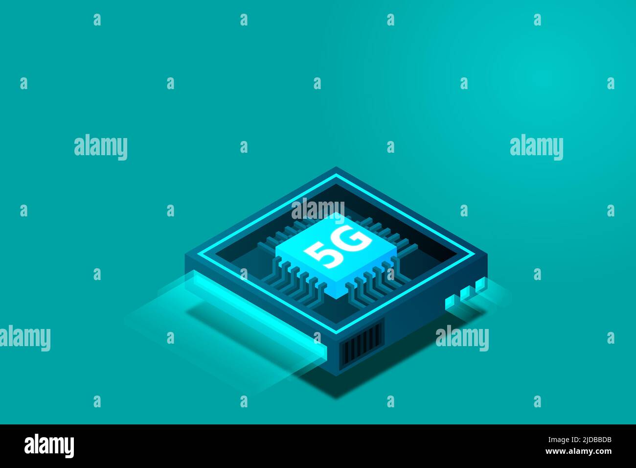 5G network processor illustration. Mobile wireless internet of next ...