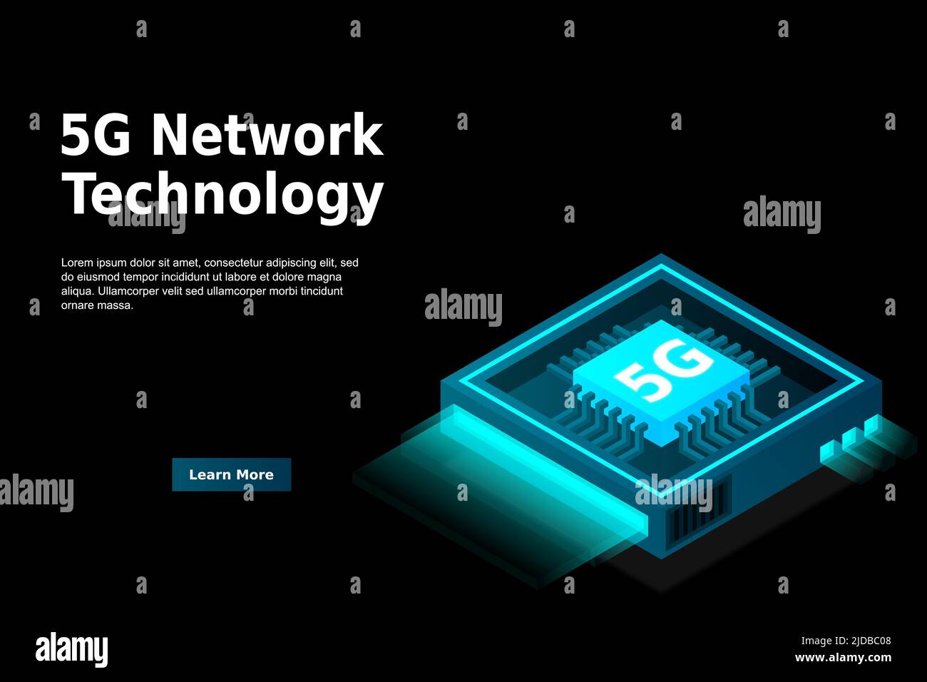 5G network processor illustration. Mobile wireless internet of next ...