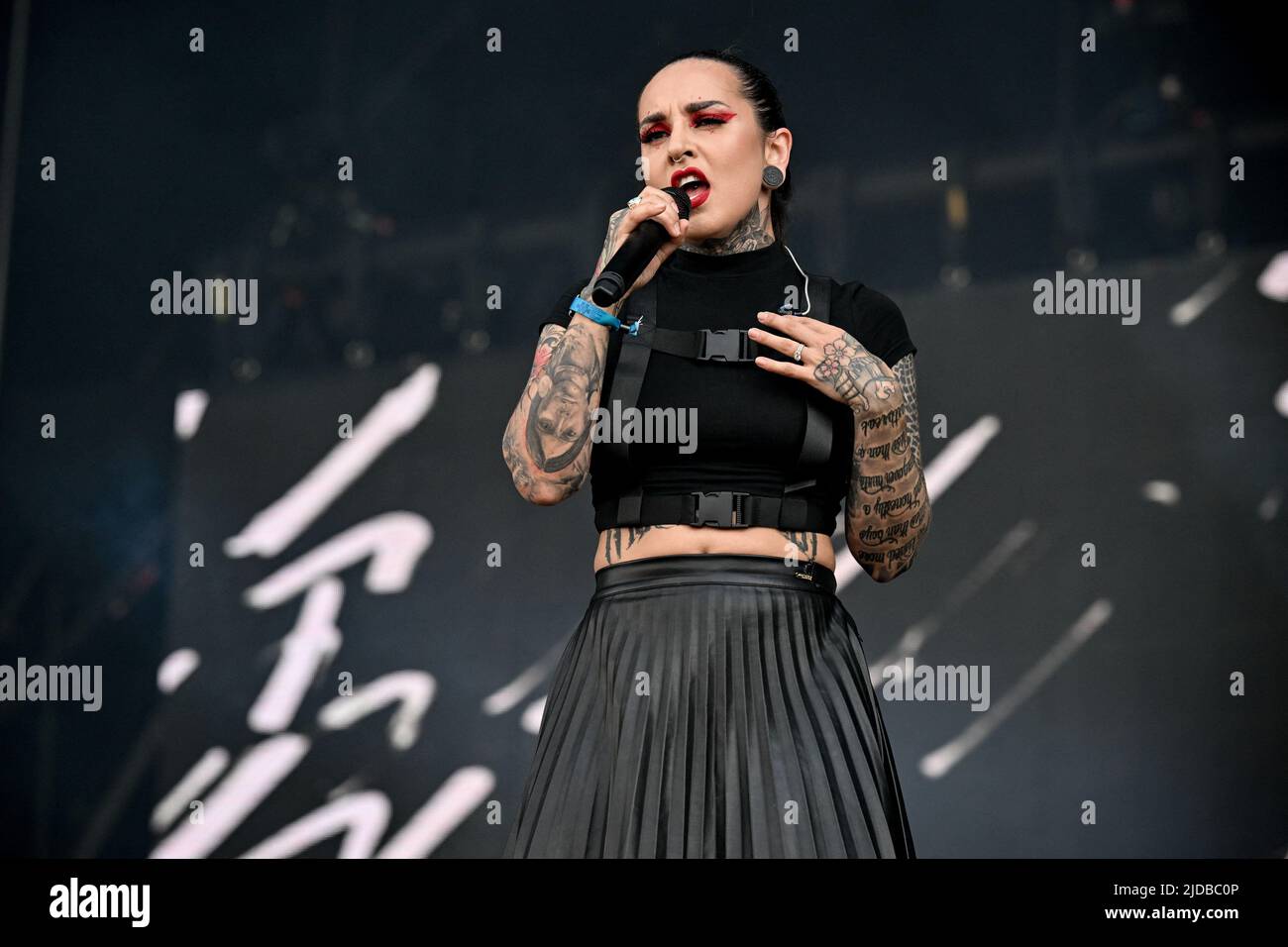 Ukrainian band Jinjer performing live during day 3 of Hellfest Open Air ...