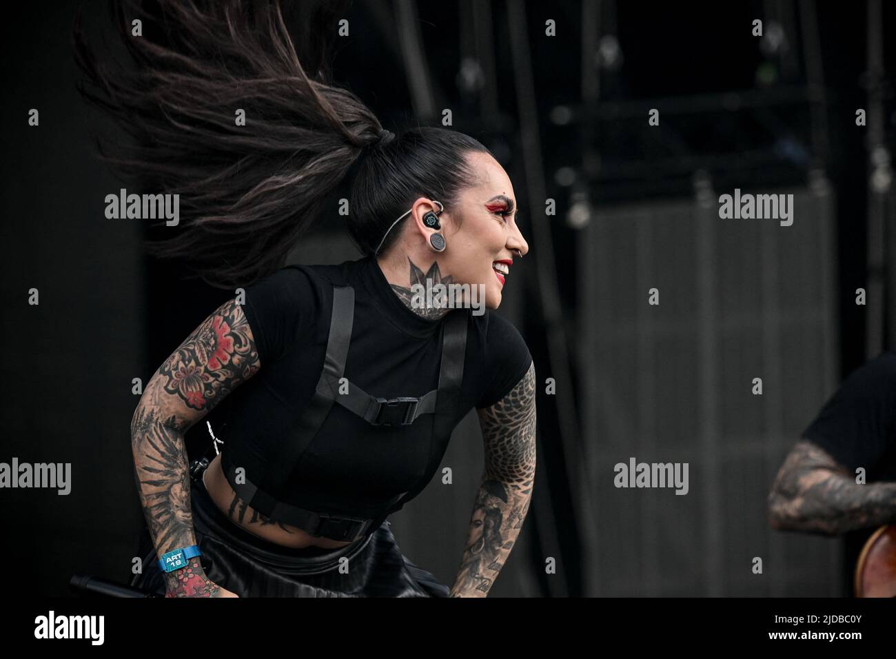Ukrainian band Jinjer performing live during day 3 of Hellfest Open Air ...