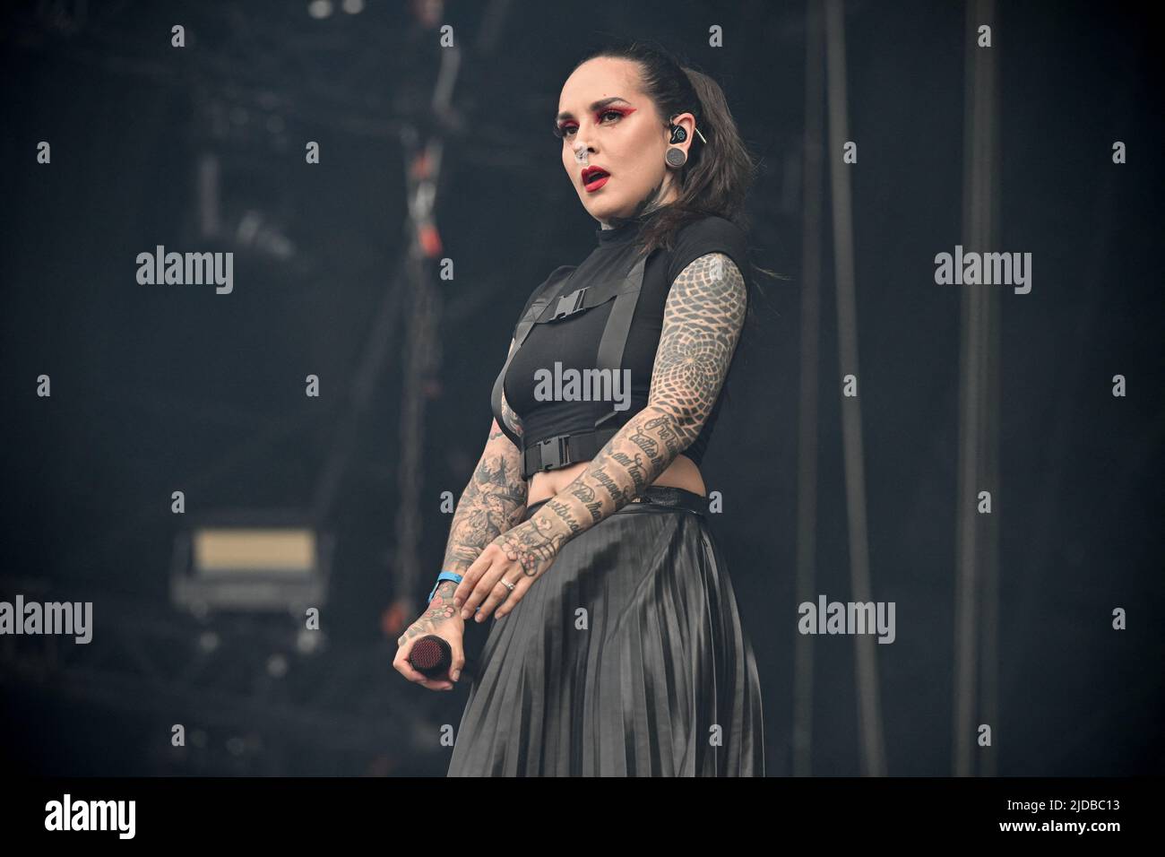 Ukrainian band Jinjer performing live during day 3 of Hellfest Open Air ...