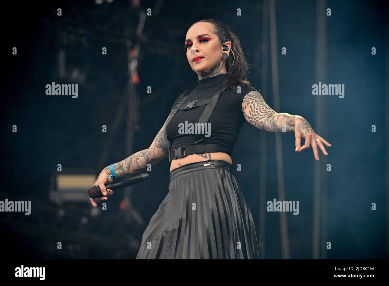 Ukrainian band Jinjer performing live during day 3 of Hellfest Open Air ...