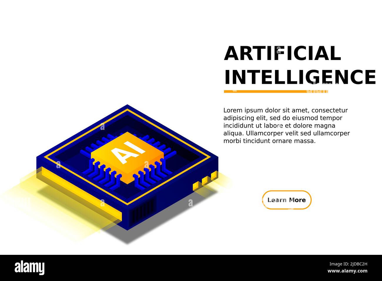 Artificial intelligence, AI web banner, isometric cloud computing ...