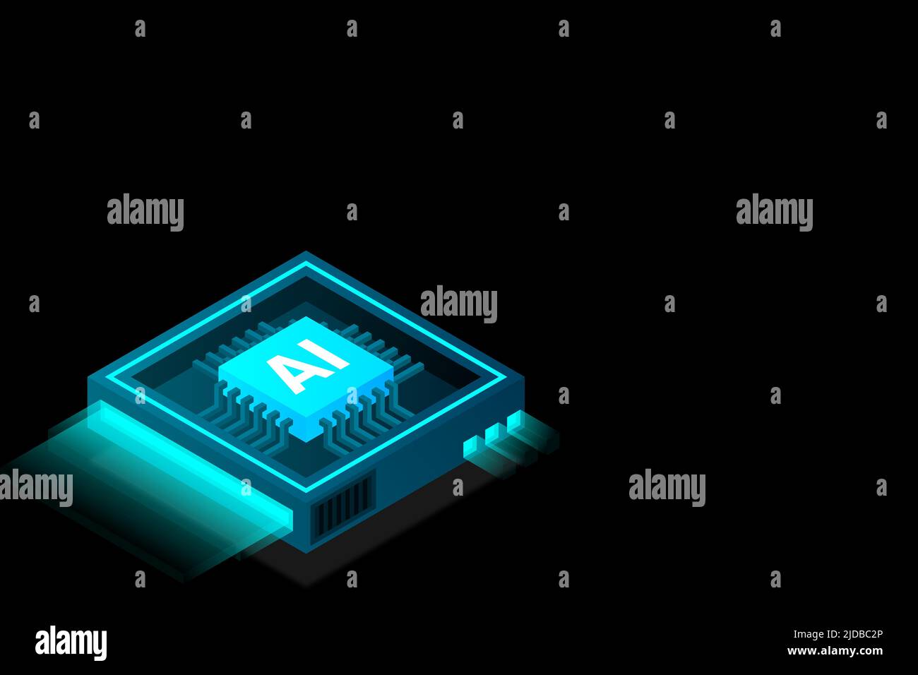 Artificial intelligence, AI web banner, isometric cloud computing concept, data mining ...