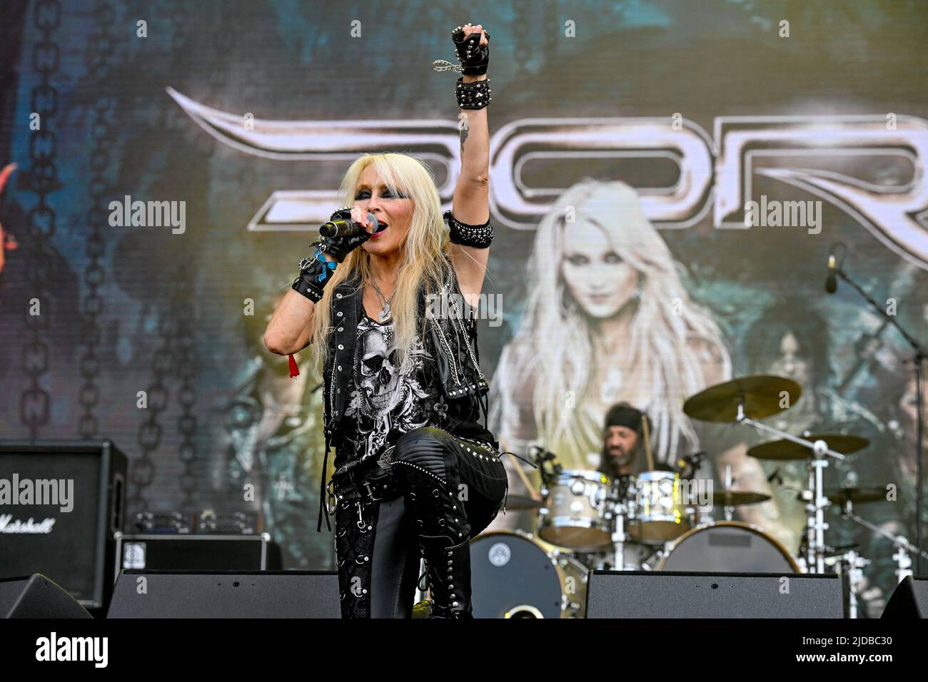 Doro performing live during day 3 of Hellfest Open Air Festival, in ...