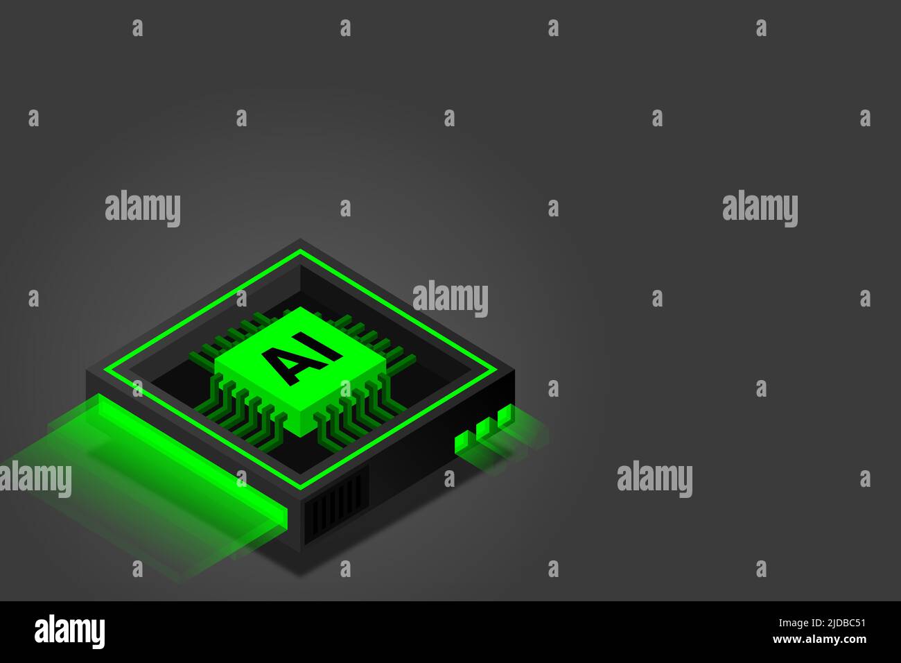 Artificial intelligence, AI web banner, isometric cloud computing concept, data mining ...