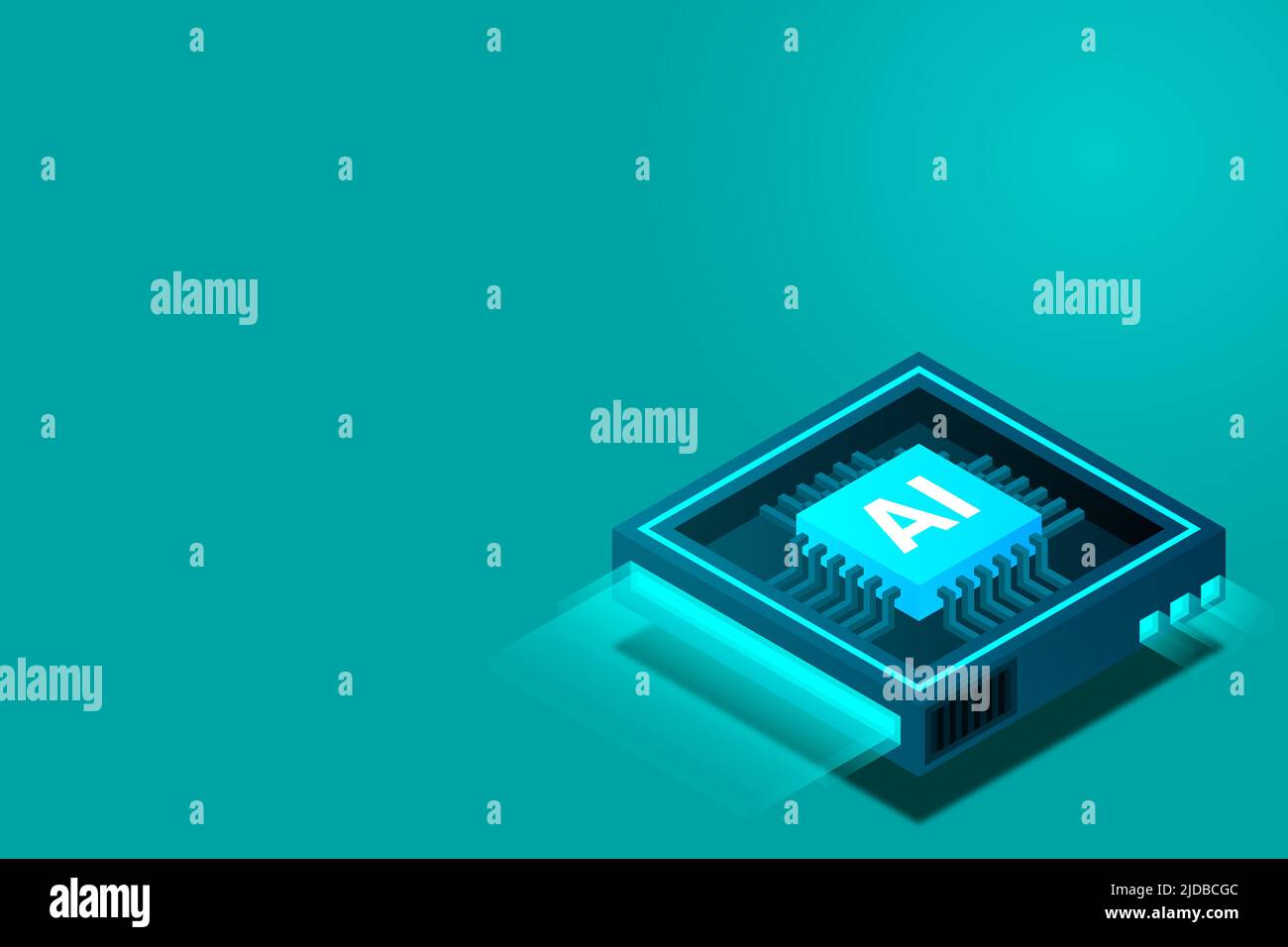 Artificial intelligence, AI web banner, isometric cloud computing concept, data mining ...