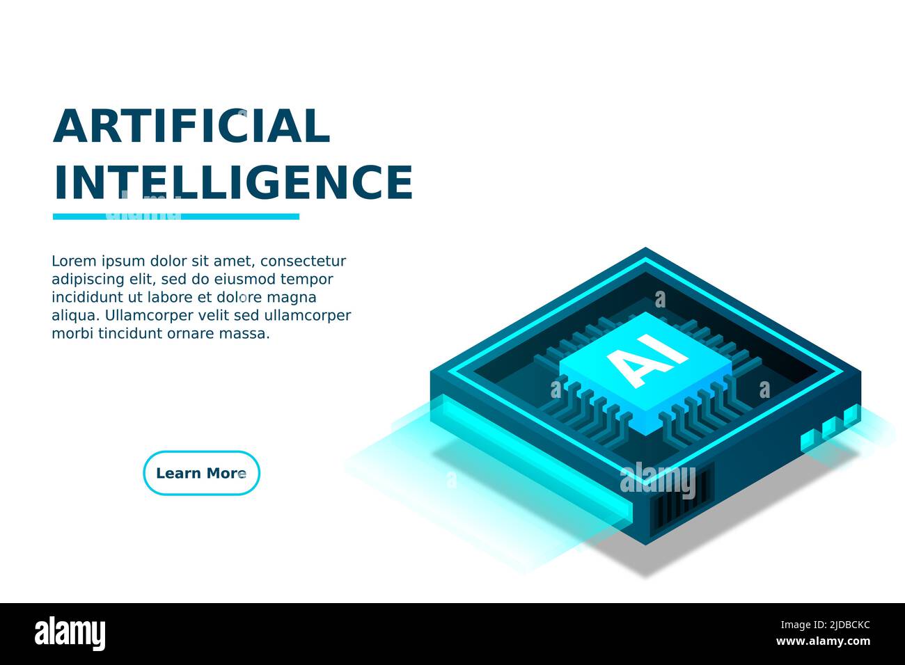 Artificial intelligence, AI web banner, isometric cloud computing ...