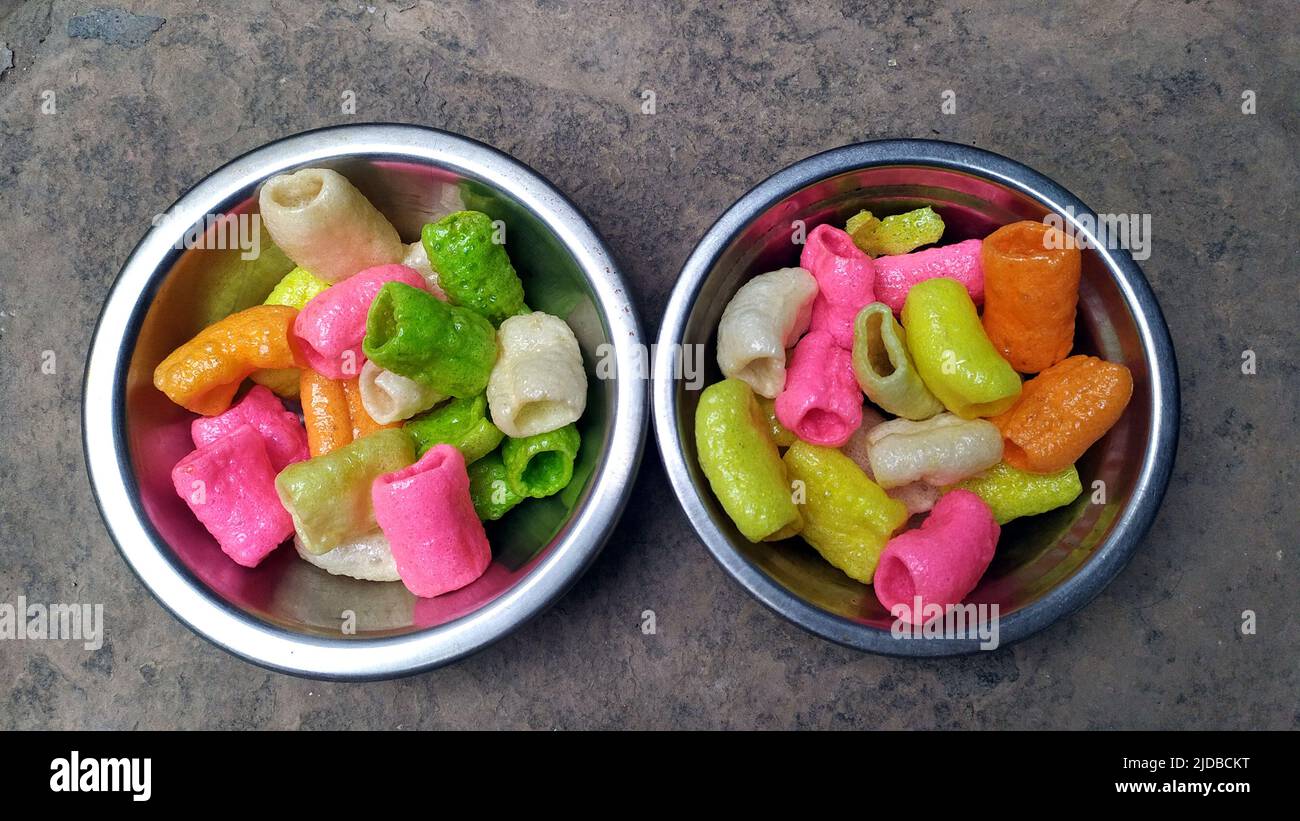 some eatable food put in a steel bowl Stock Photo - Alamy