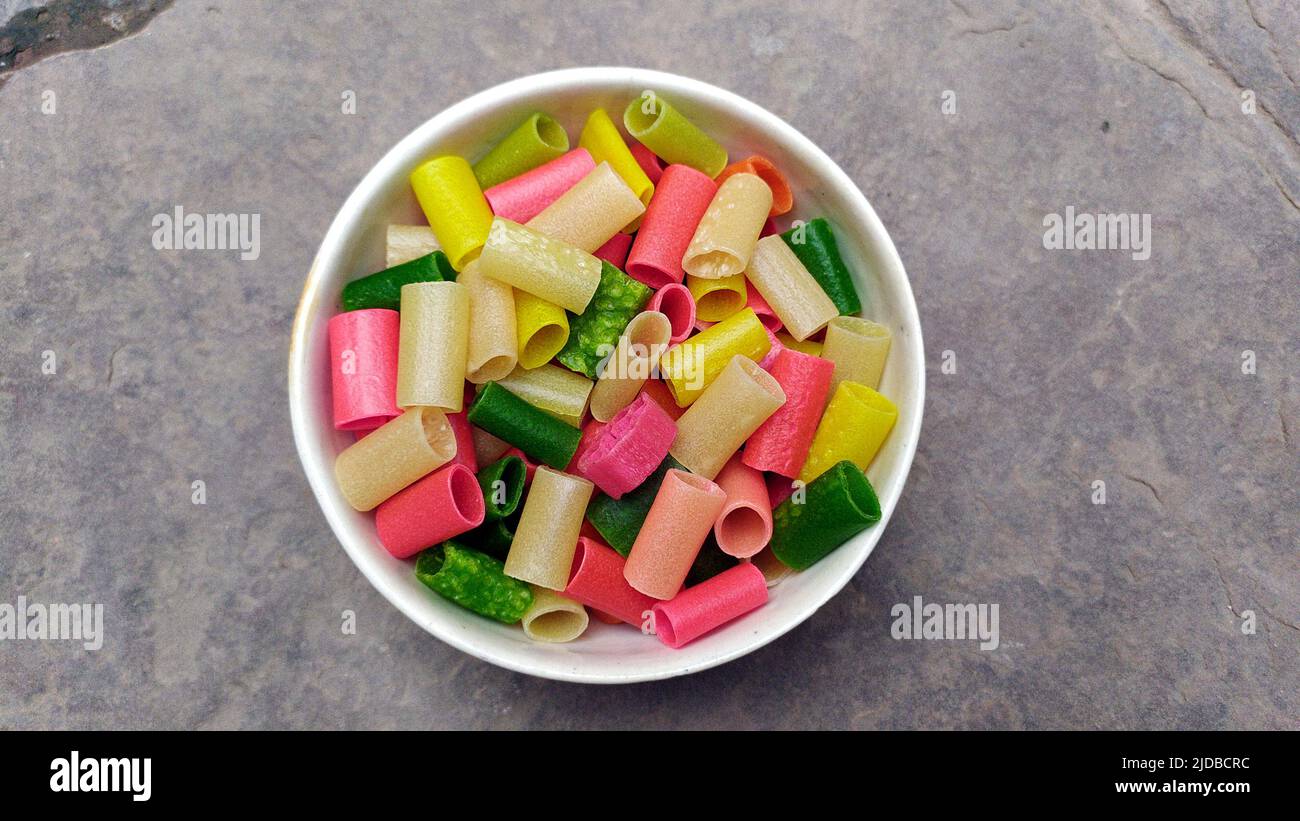 some eatable food put in a steel bowl Stock Photo - Alamy