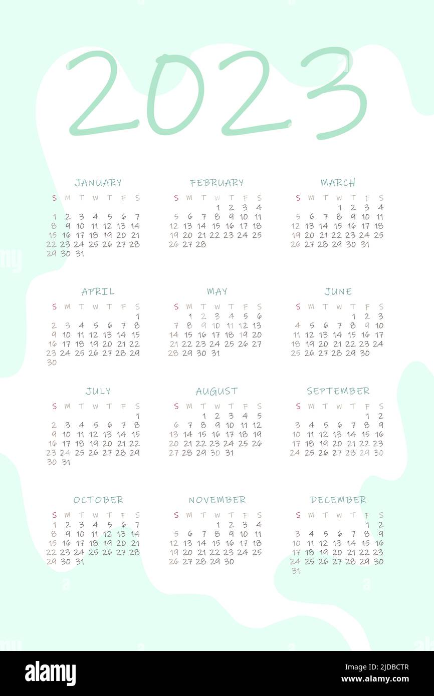 2023 calendar with delicate minimalist design pastel color palette ...