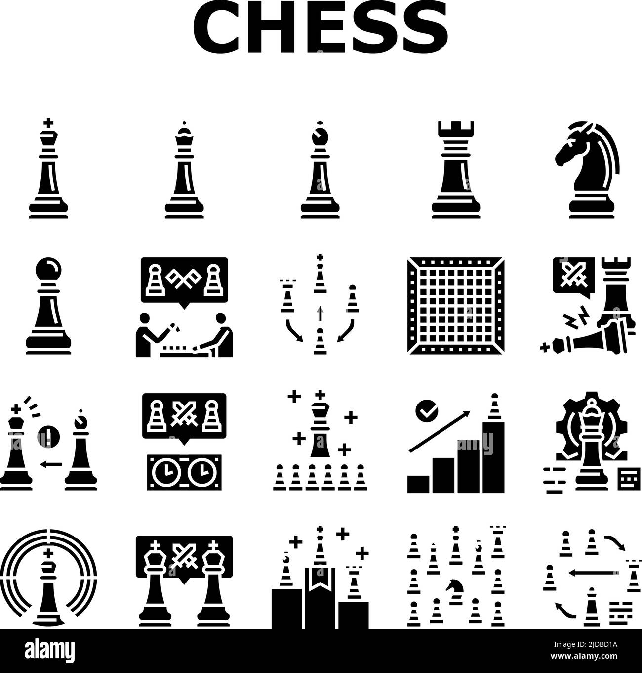 Chess Smart Strategy Game Figure Icons Set Vector Stock Vector Image ...