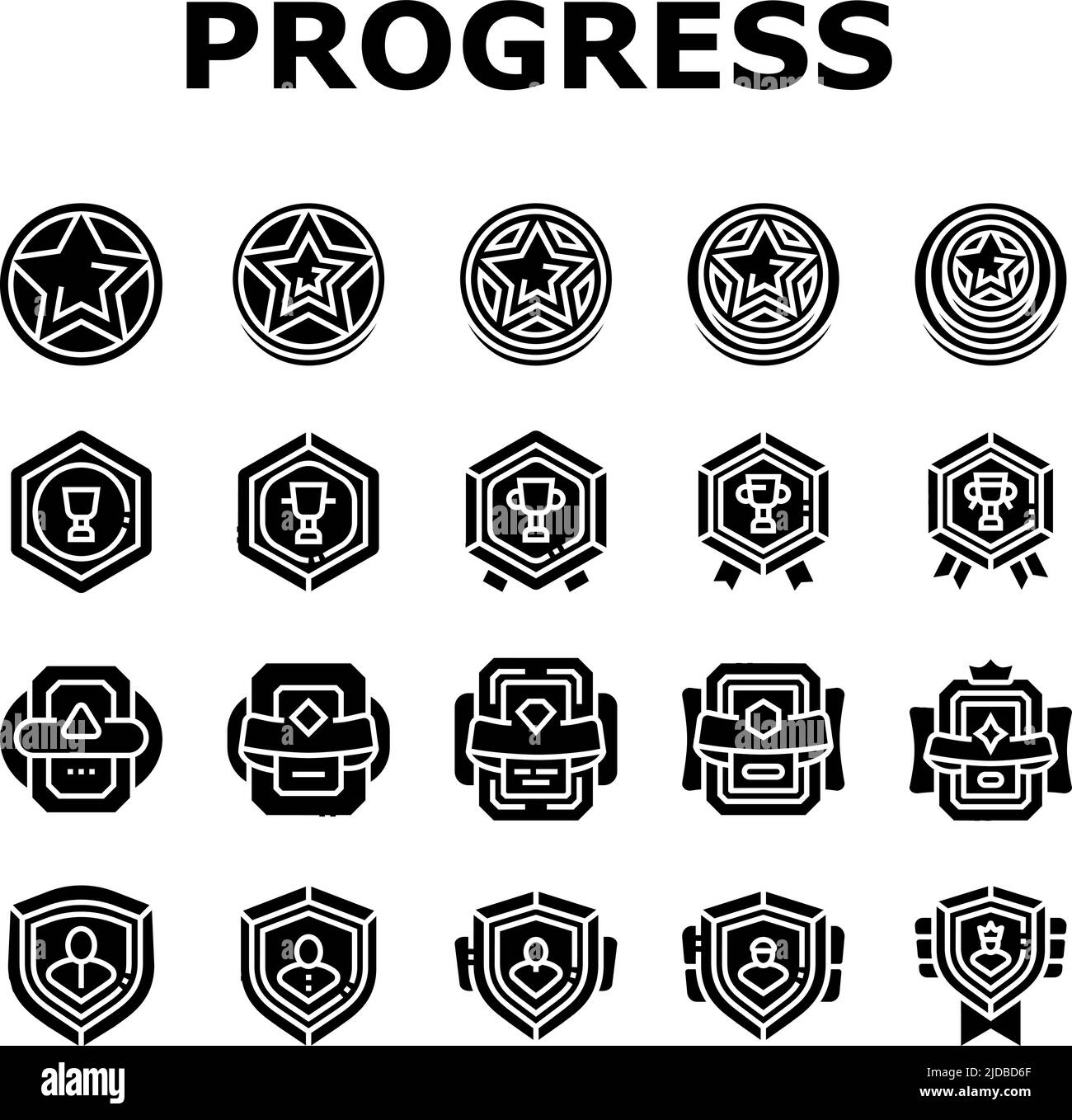 Game Progress Award And Medal Icons Set Vector Stock Vector Image & Art ...