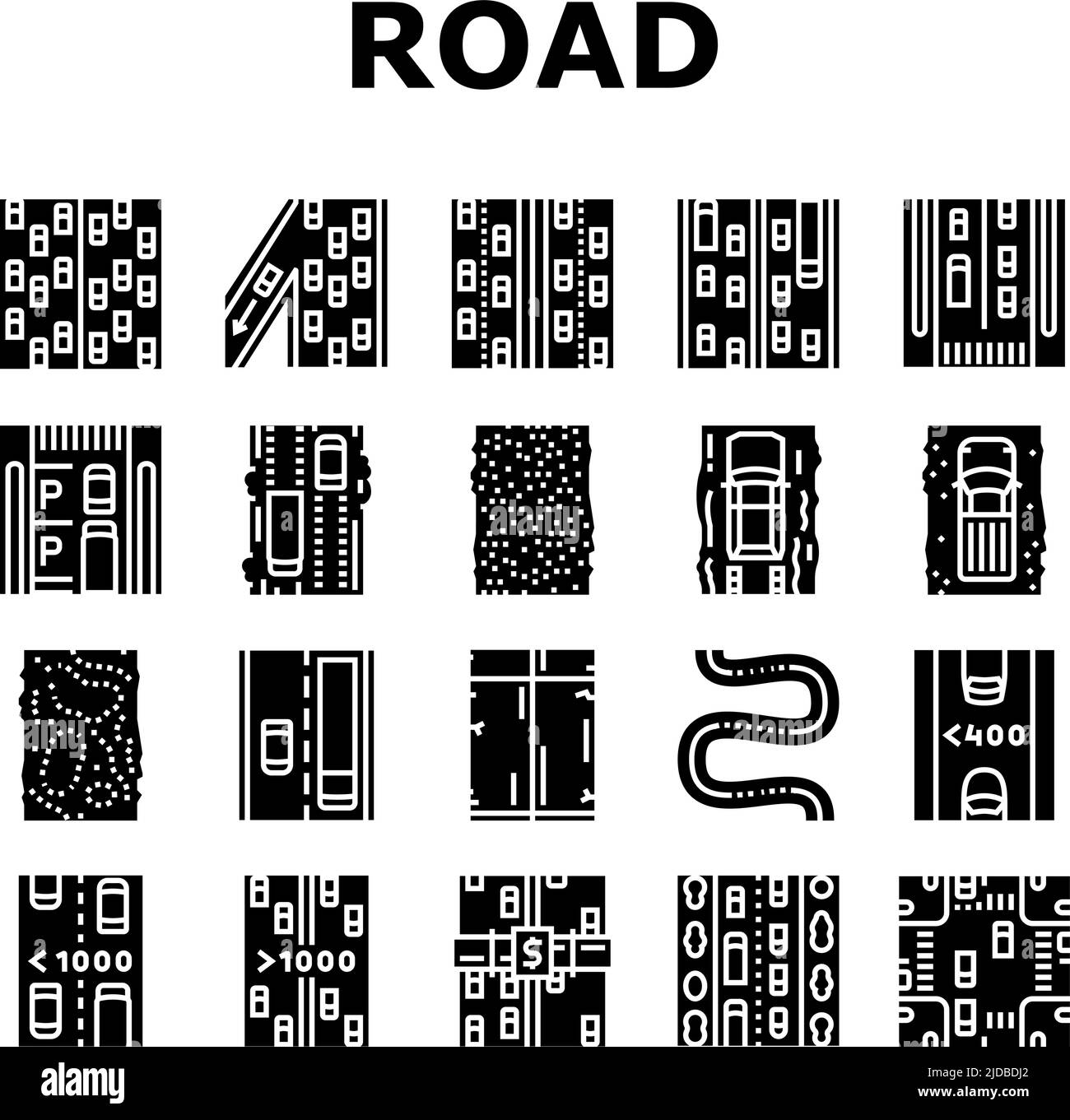 Road Urban And Country Highway Icons Set Vector Stock Vector Image ...