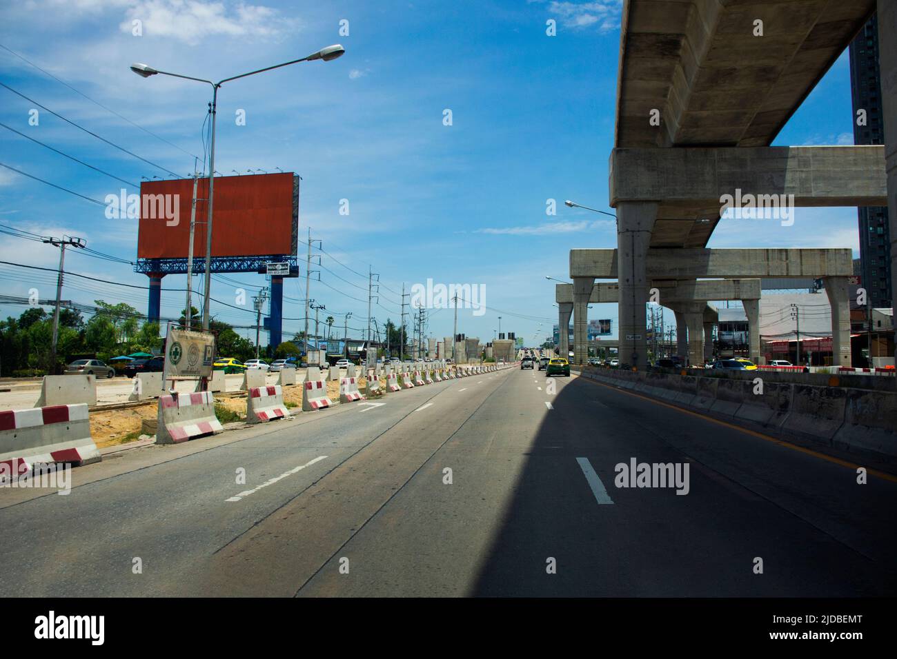 View landscape traffic road and construction site with heavy machinery ...