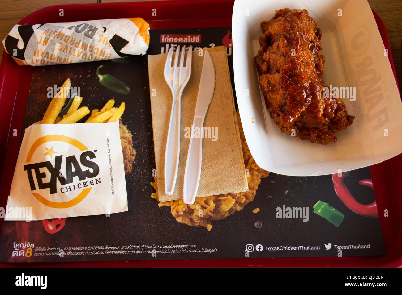 Fast food set on plastic tray for thai customer people order cuisine ...